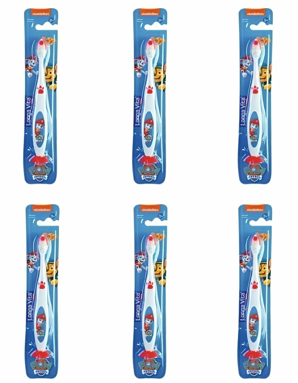 Longa Vita Зубная щетка детская Paw Patrol, 0+, 6 шт