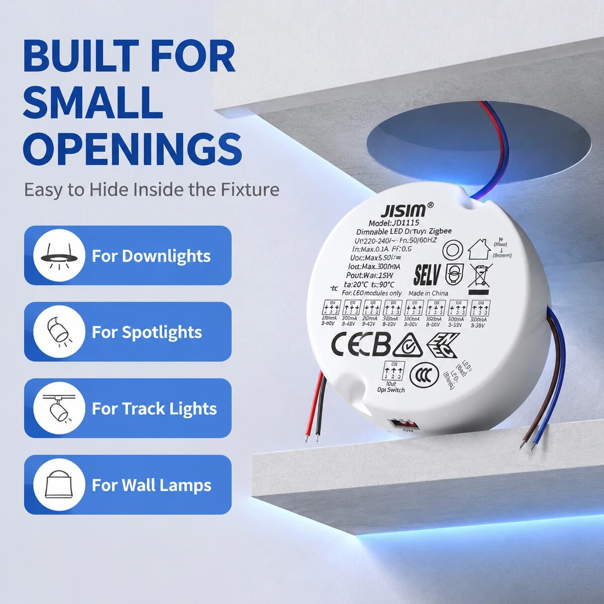 Ультратонкий трансформатор Tuya Zigbee Bluetooth 15W 25W для LED светильников — фото 1