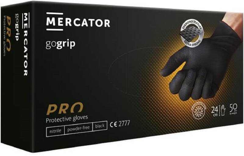 Перчатки одноразовые нитрил GOGRIP BLACK цв. черный (25пар/уп) р. XL, ПС