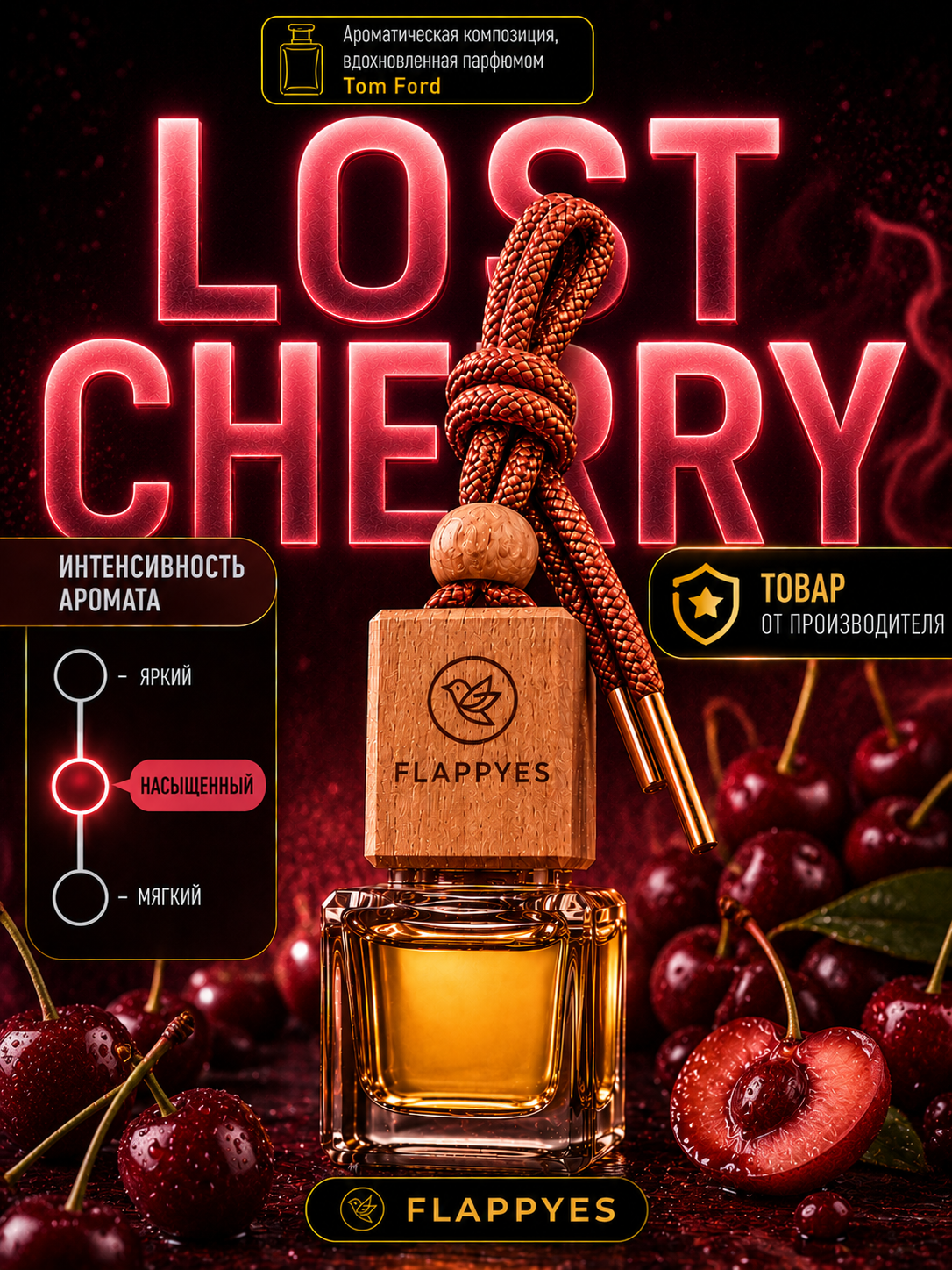Ароматизатор в машину Flappyes - Tom Ford Lost Cherry / автопарфюм / пахучка в машину