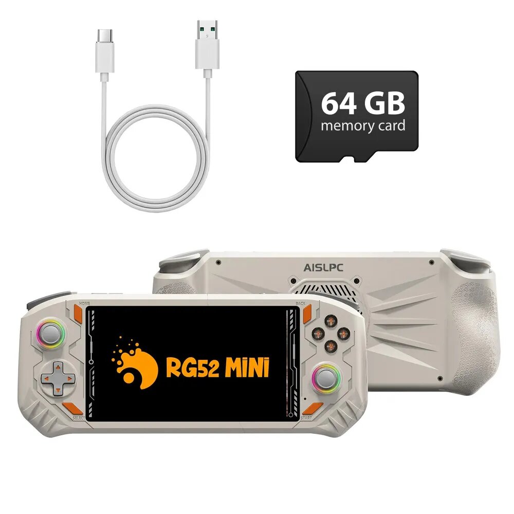 Портативная игровая консоль RG52 Mini, ретро приставка с картой памяти 64 ГБ, RGB джойстики для старых игр