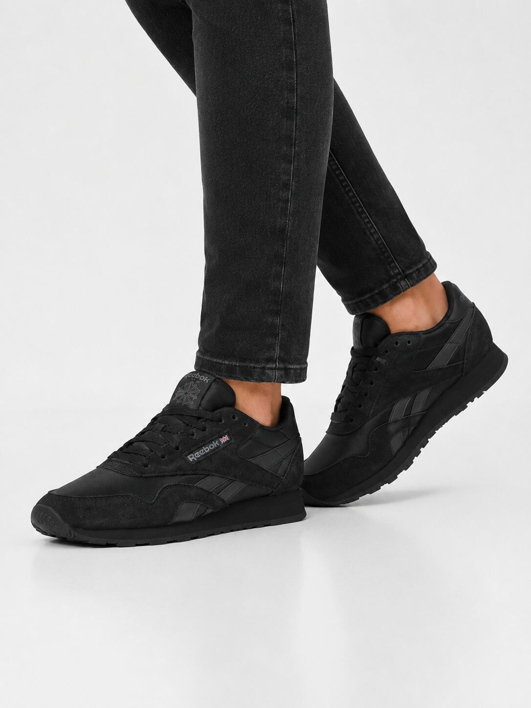 Кроссовки Reebok Classic Nylon, полнота F (EU)/ на среднюю стопу, размер 9,5 US, черный/серый — фото 1