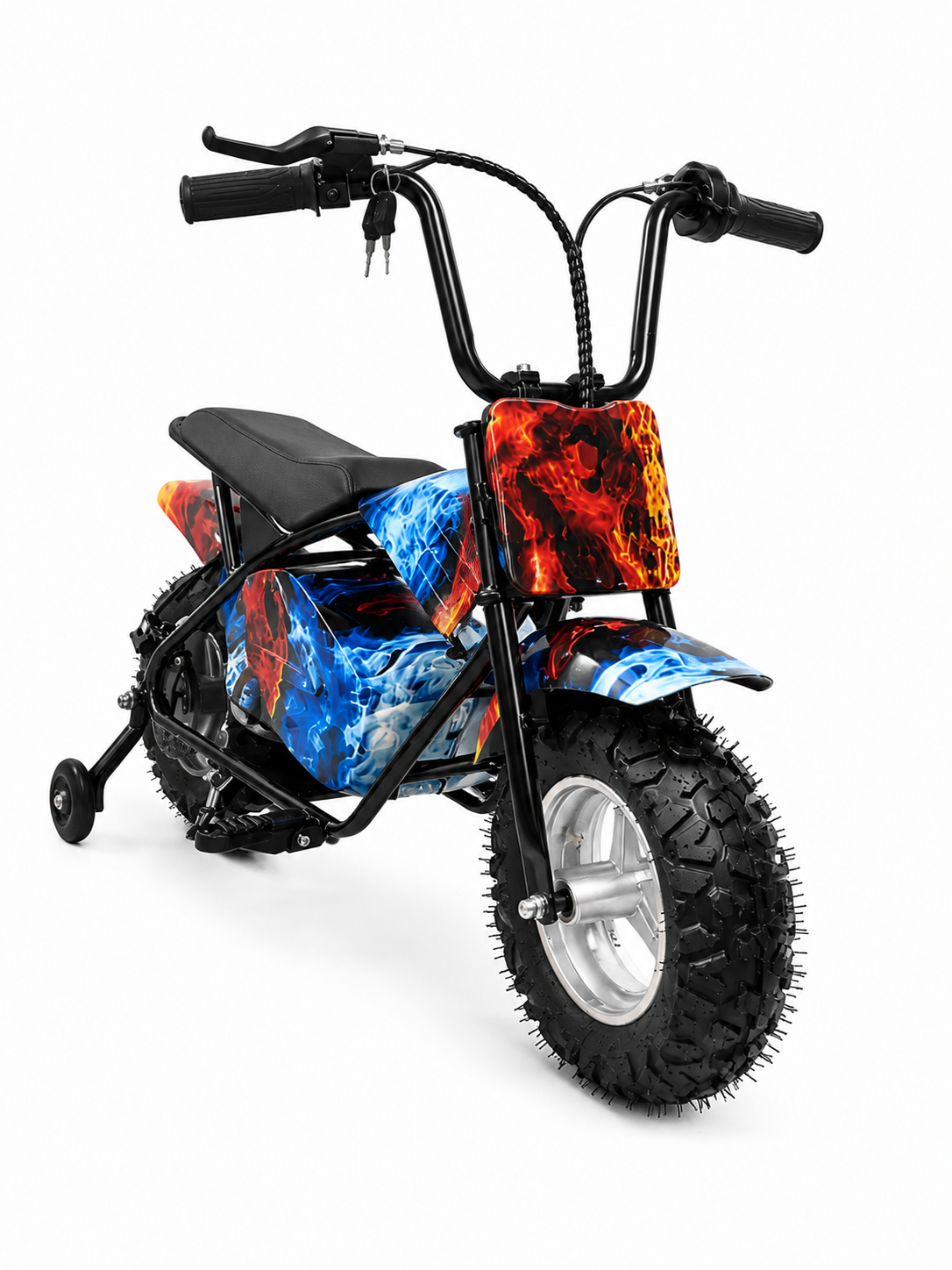 Электрический мотоцикл JL018-03, двигатель 250 Вт, аккумулятор 24V8Аh, до 12 лет, красно-синее пламя