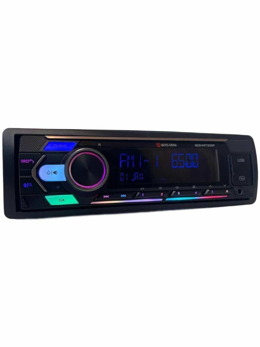 Процессорная автомагнитола DSP 9 RCA 1 din для авто BOS-N972, мощность 80W расширенный эквалайзер / съемная панель / с Bluetooth, AUX, USB/ управление с приложения