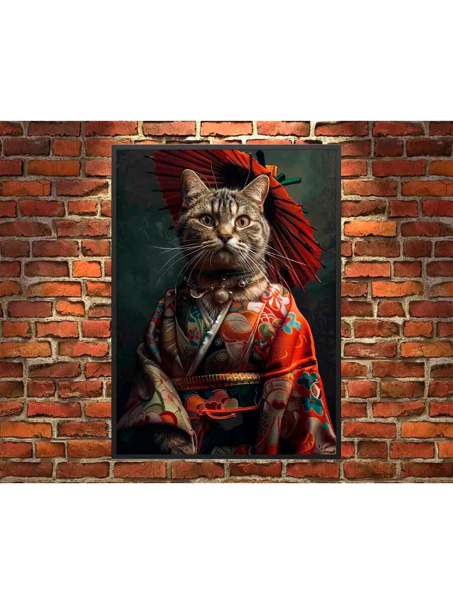 Шотландский вислоухий кот Самурай 4, Плакат 30x42см