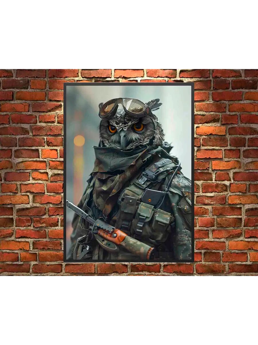 Сова-птица-солдат 2, Плакат 30x42см