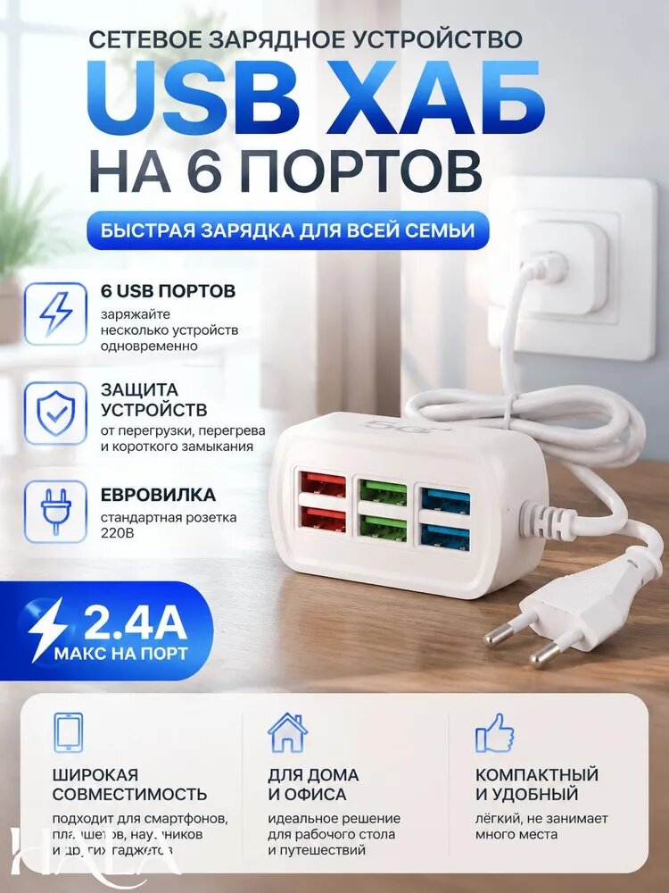 Удлинитель сетевой с разветвителем на 3 розетки, европейская вилка, для зарядки телефонов и бытовой техники, 1.5м