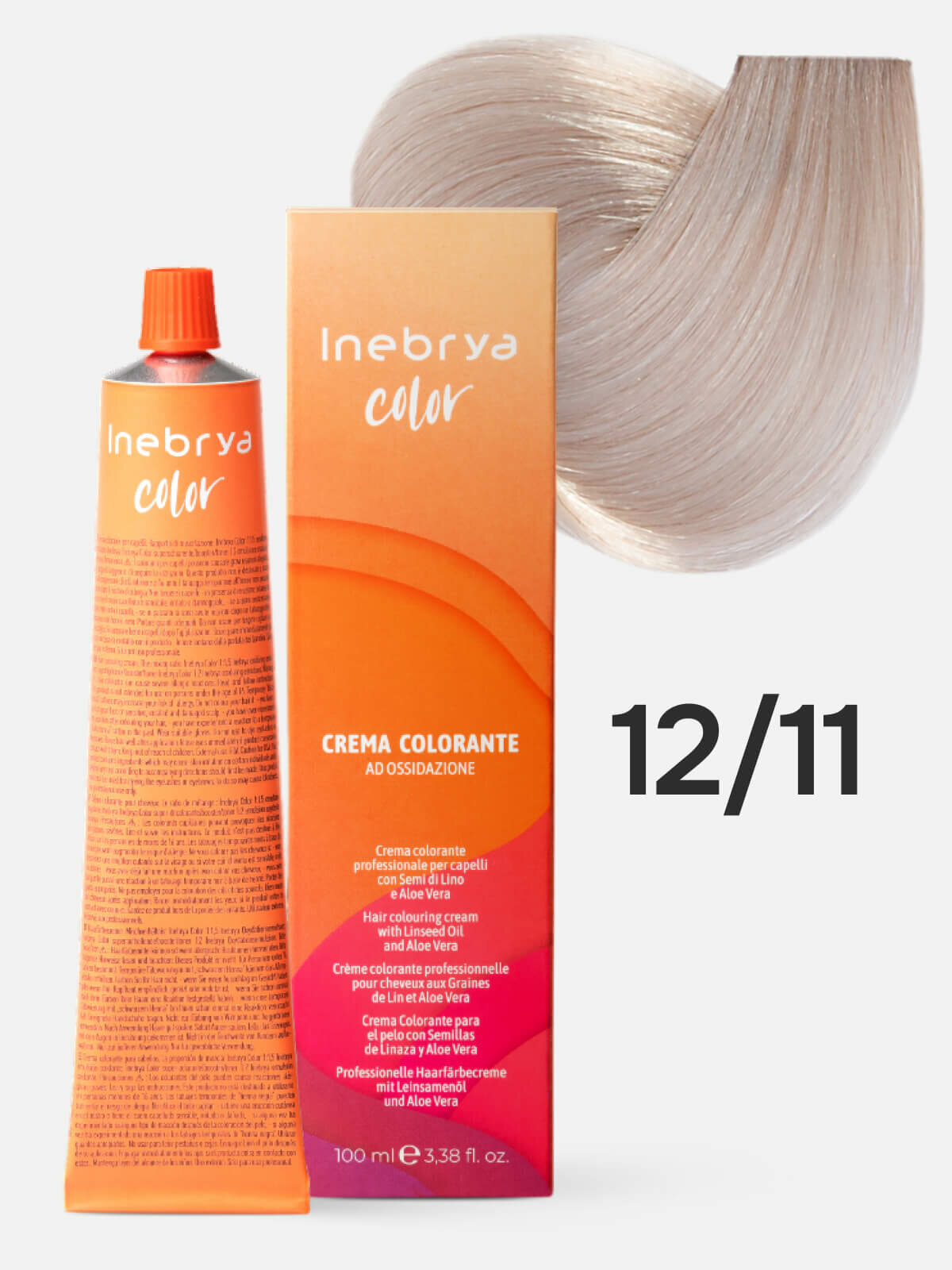 Крем - краска для осветления волос профессиональная Inebrya Color Professional 12/11 Суперосветляющий блонд Интенсивный пепельный, 100 мл