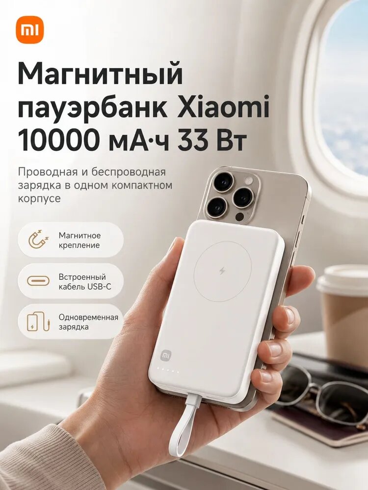 Xiaomi Внешний аккумулятор, 10000 мАч, 33 Вт, белый