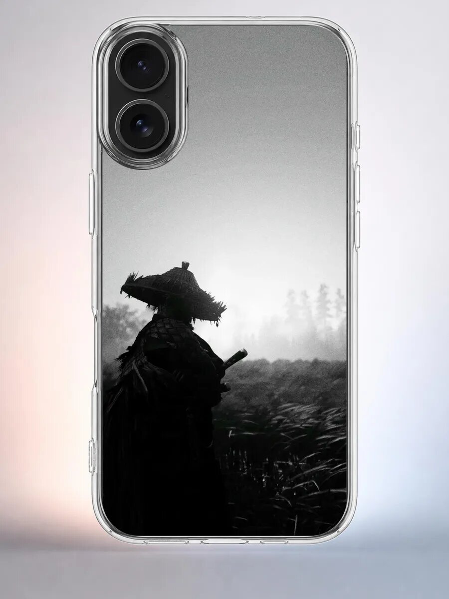 Чехол iPhone 16 самурай в тумане силиконовый