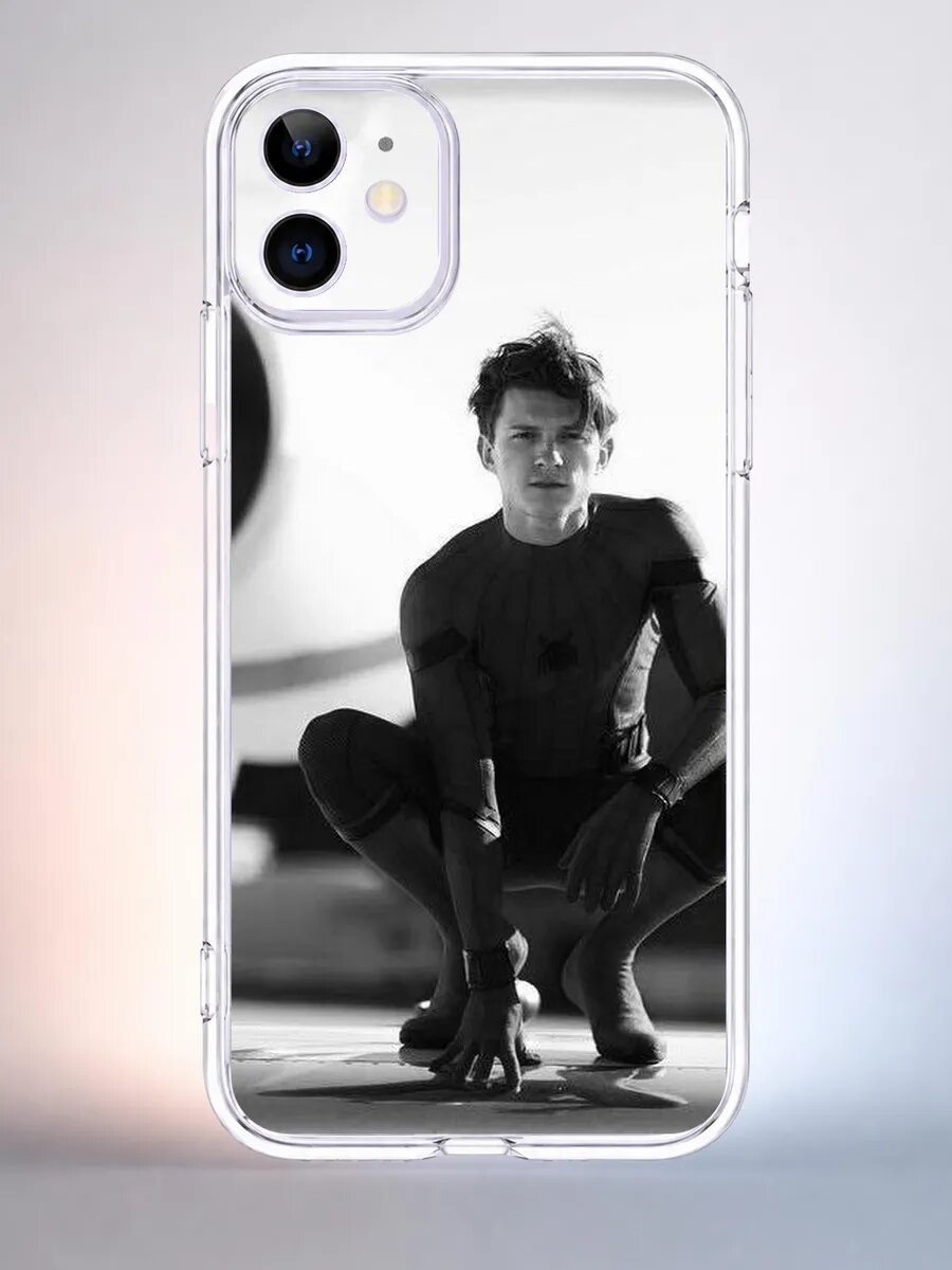 Чехол iPhone 11 человек паук костюм силиконовый прозрачный