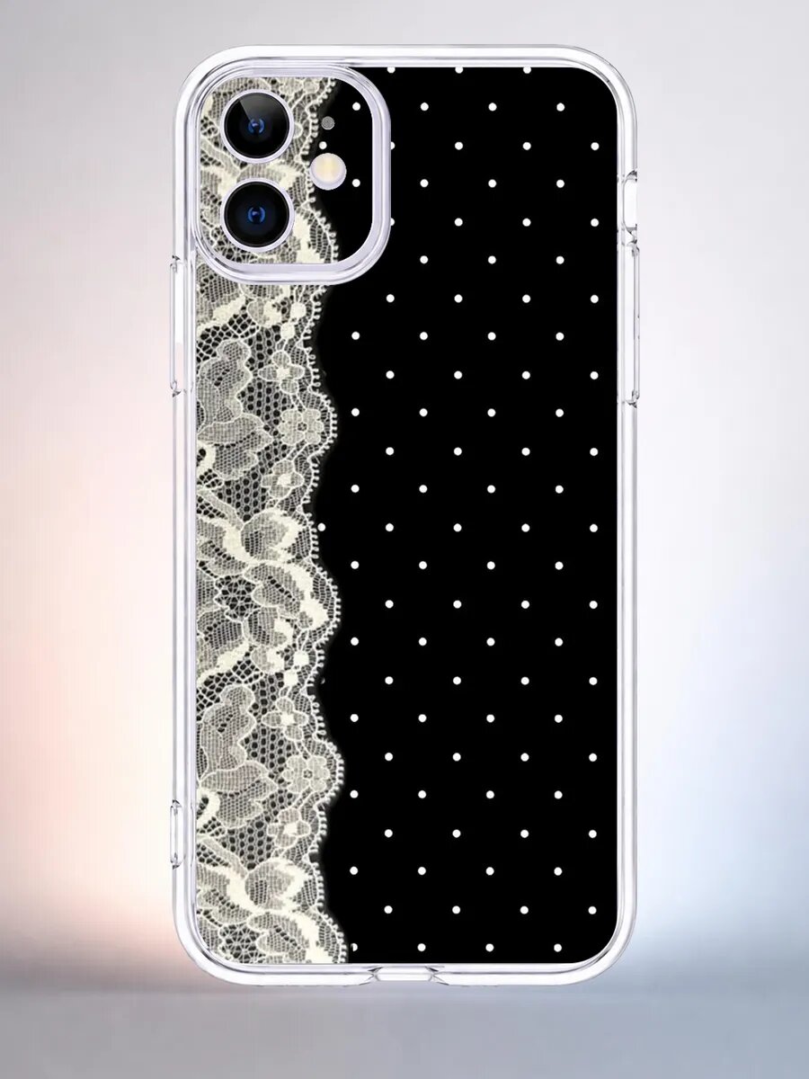 Чехол iPhone 11 кружево и горох силиконовый прозрачный