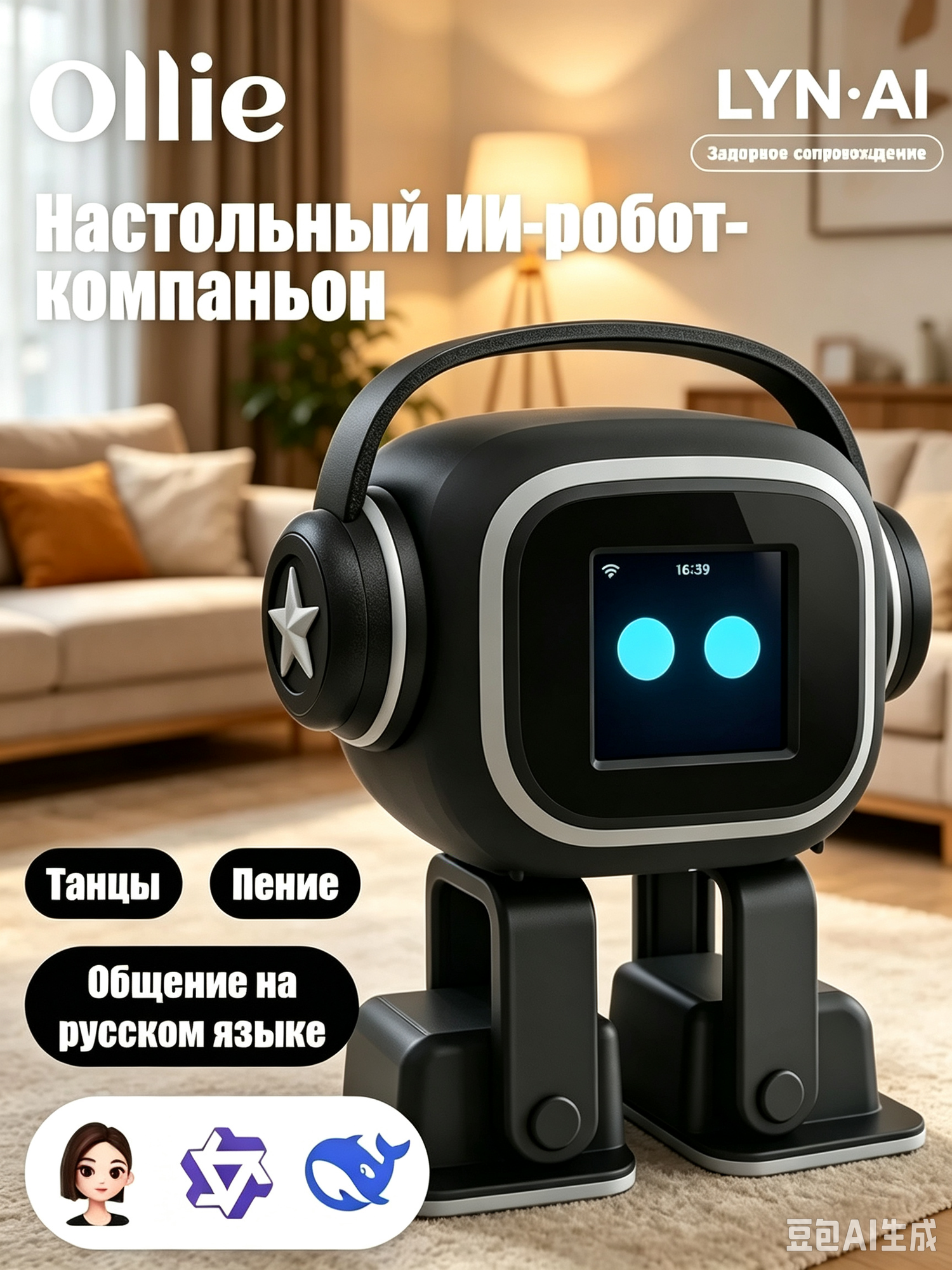 Настольный ИИ-робот Ollie, умный компаньон с распознаванием эмоций, диалогами и функциями помощника