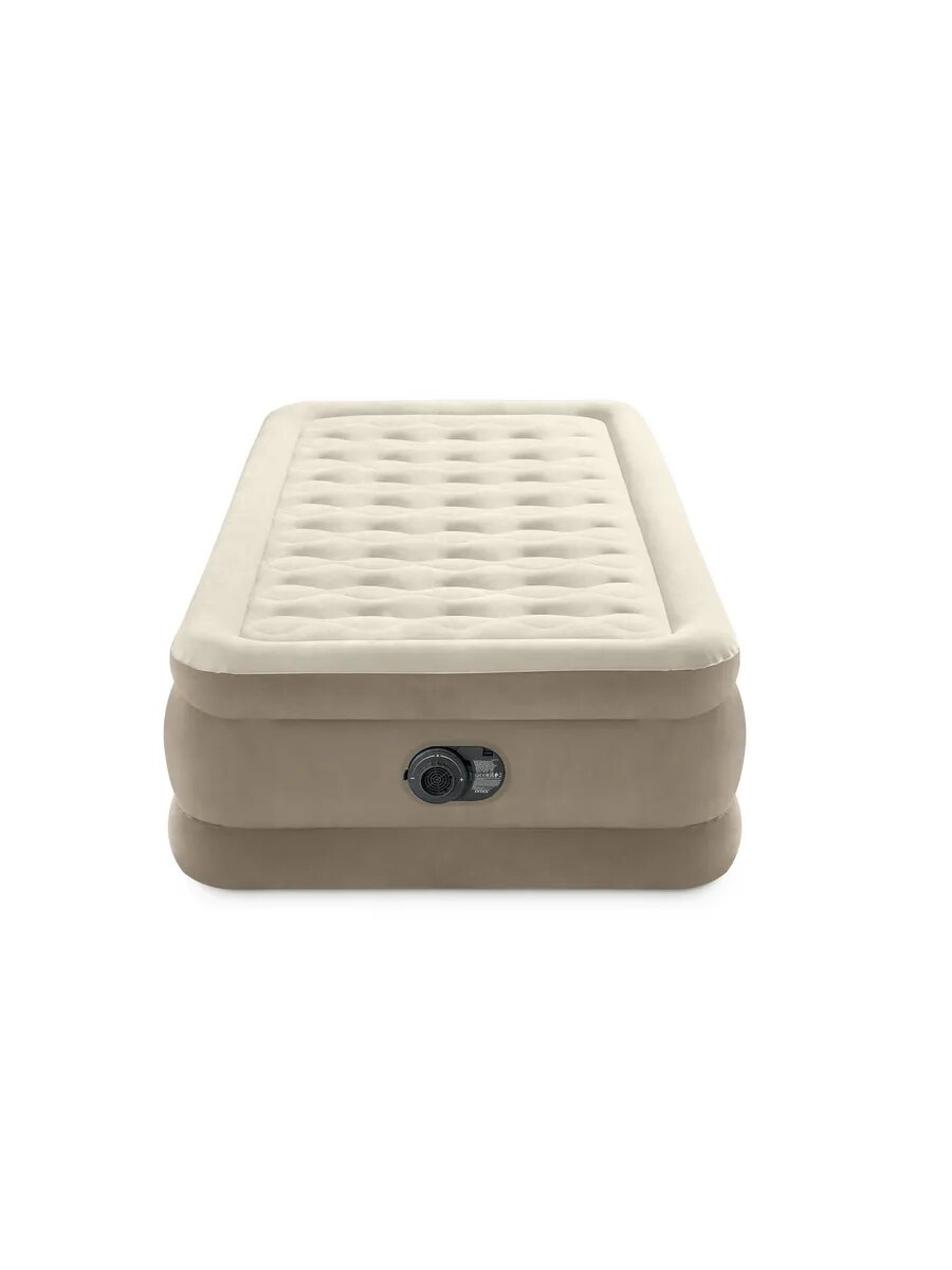Кровать надувная Intex 64426 Ultra Plush Bed, встроенный насос, ПВХ/фолк, технологии Fiber-Tech / Dura-Beam, бежевый