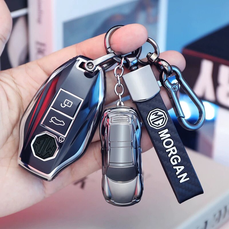 Чехол для ключей MG7 с углеродным волокном и зарядной зажигалкой, цвет звездный черный