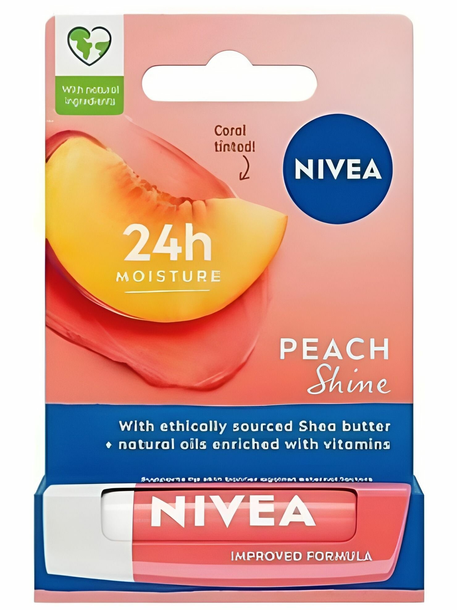 Nivea - Персиковый блеск для губ, увлажнение на 24 часа, 4,8 г