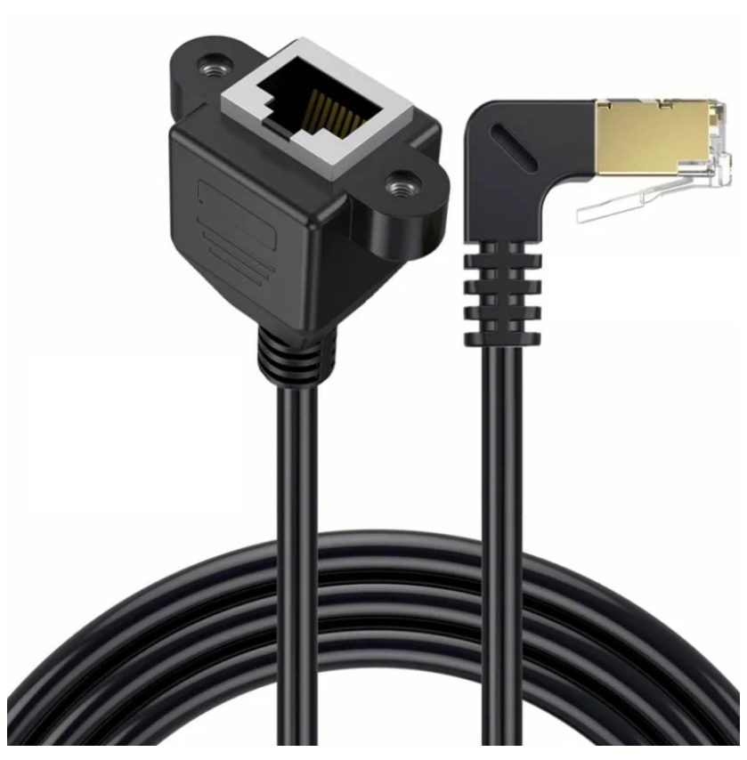 Угловой сетевой кабель-удлинитель Ethernet CAT8 8-контактный RJ45 40 Гбит/с RJ45, угол 90 градусов, разъем типа «папа-мама» для ноутбука, ПК, маршрутизатора, компьютера