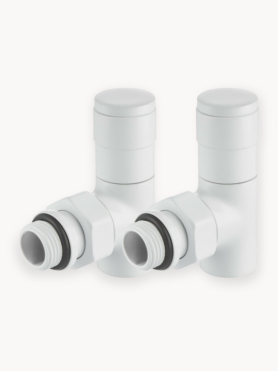 Набор дизайн-вентилей Royal Thermo PIANO, угловой (белый) 1/2"