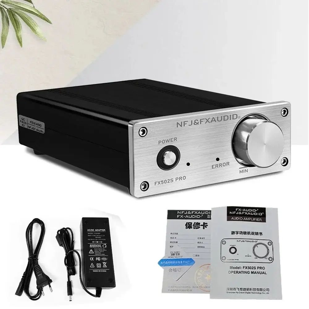 Цифровой аудиоусилитель FX-Audio FX-502SPRO класса D HiFi 2,0-канальный 80 Вт + 80 Вт Выходной RCA-вход 24 В / 5 А Адаптер питания Серебро