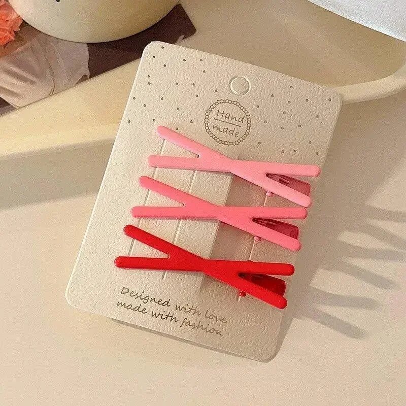 Металлическая заколка для волос корейского стиля 3шт Розовый, pink
