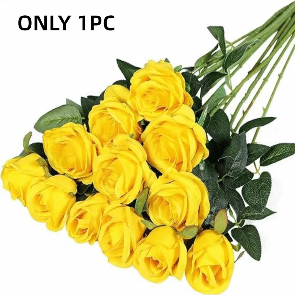 Искусственные красные розы для декора Желтый, 1PC Yellow