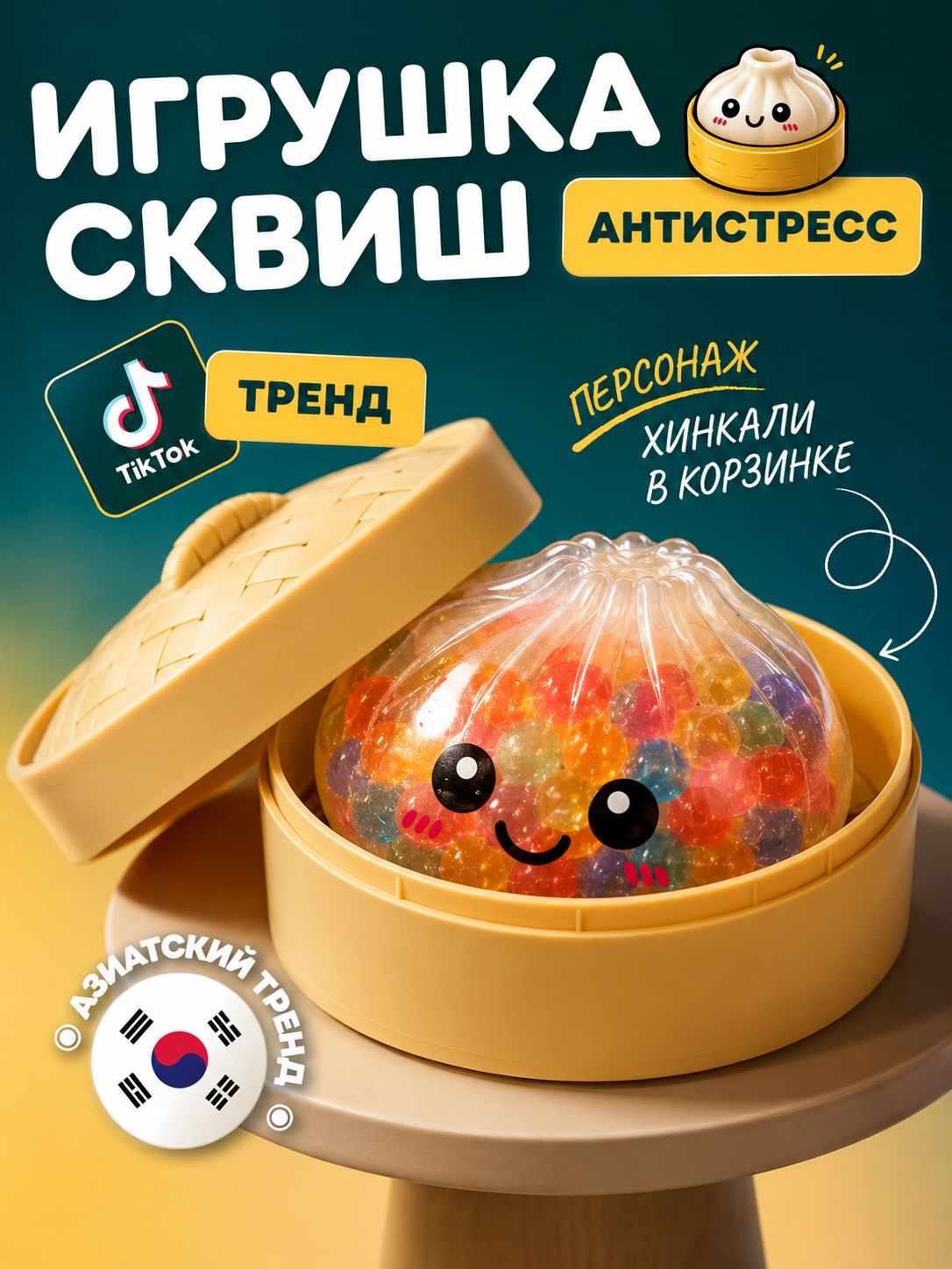 Антистресс сквиш пельмень/ дамплинг хинкали/ мялка для рук