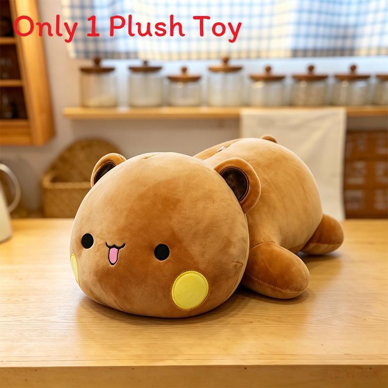 Игрушка мягкая кролик мультфильм с мягким наполнителем для дома и сна коричневый длина 50см