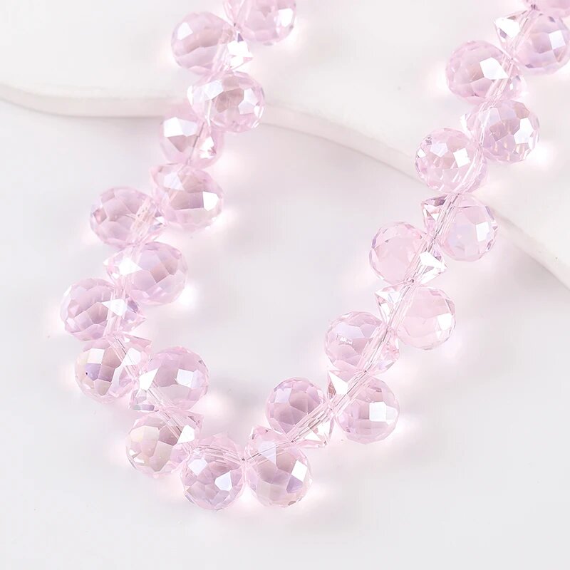 Прозрачные стеклянные бусины клубника 8 мм 90 шт Розовый, Official Pink AB