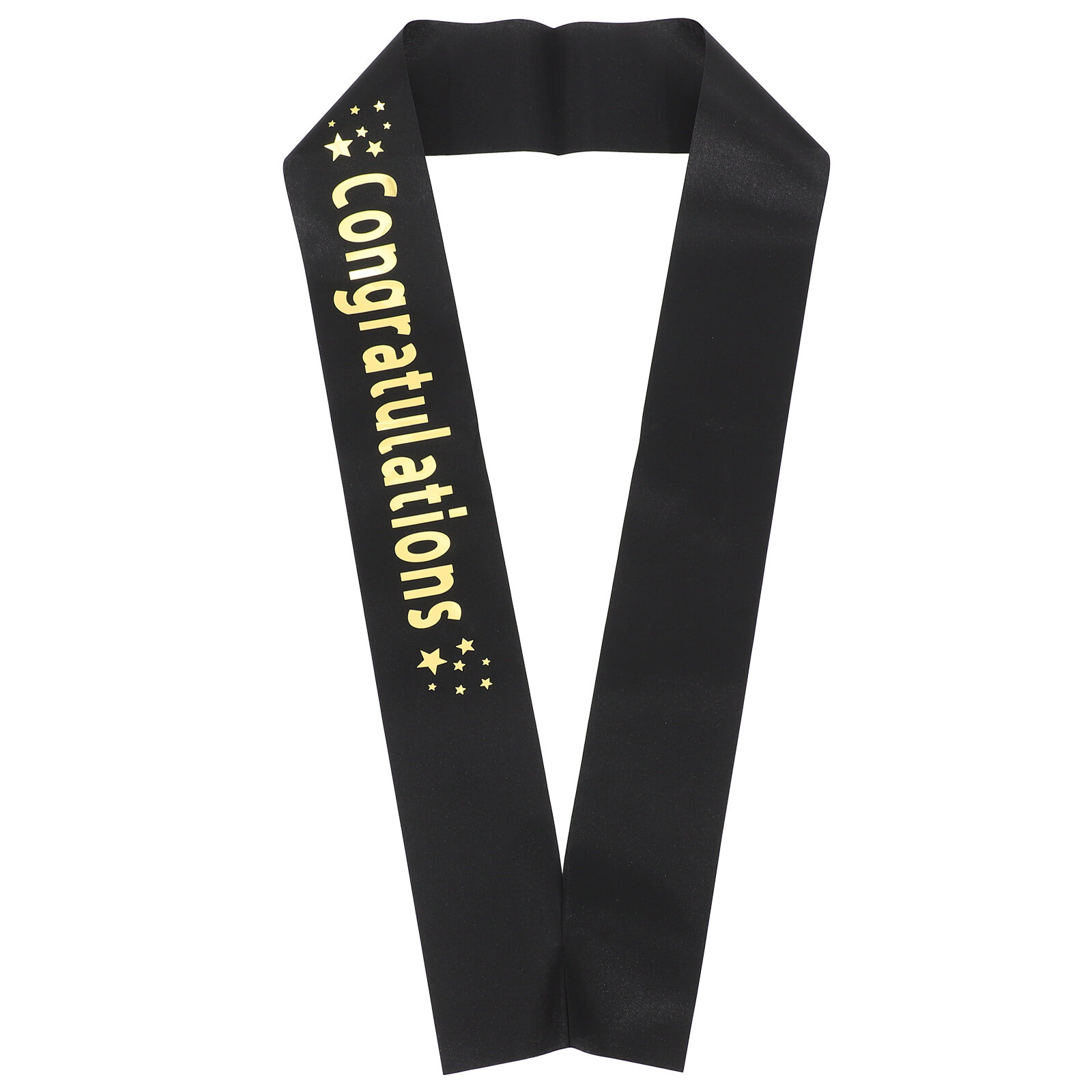 Пояс-лента из атласа с надписью «Поздравляю на выпускном» для торжественных мероприятий (JD118, черный с золотой надписью)