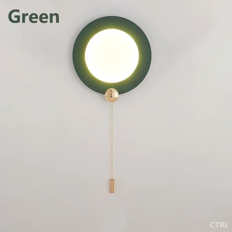 KINLAMS Настенное бра круглый черный/зеленый/оранжевый, Three Color Light, green, Зеленый