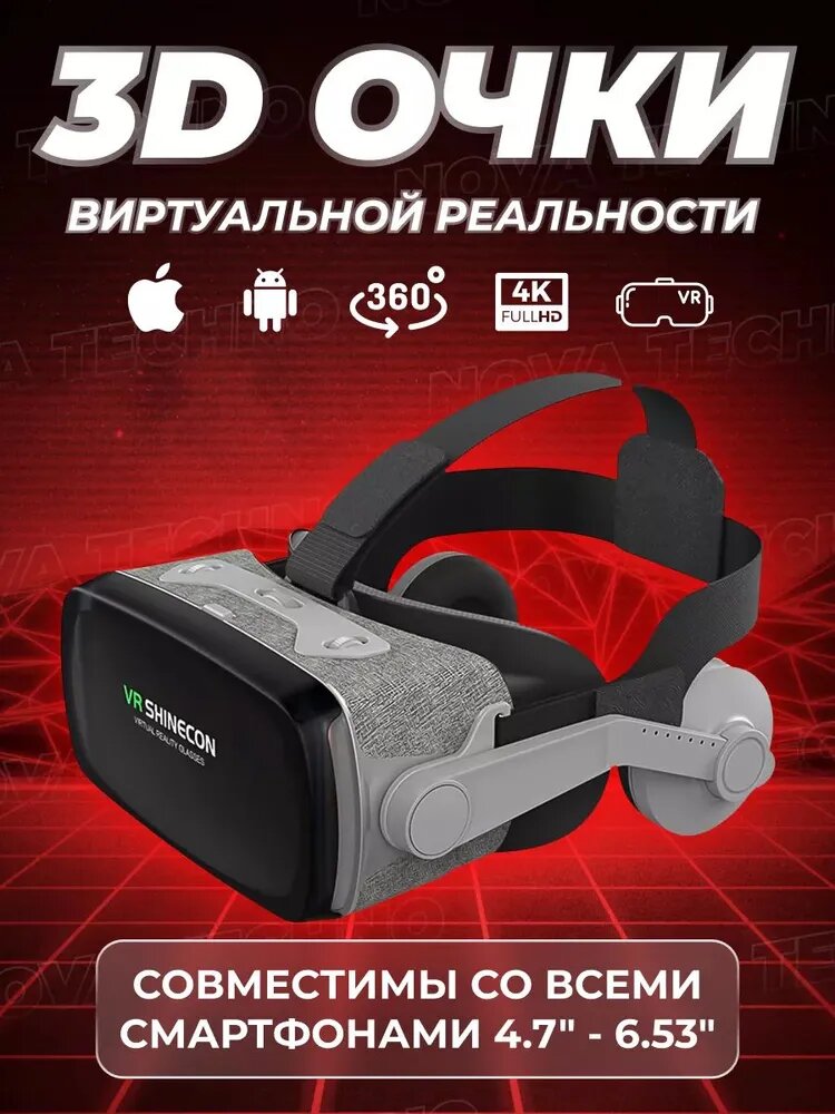 Очки для VR реальности; очки виртуальной реальности для смартфона с джойстиком.