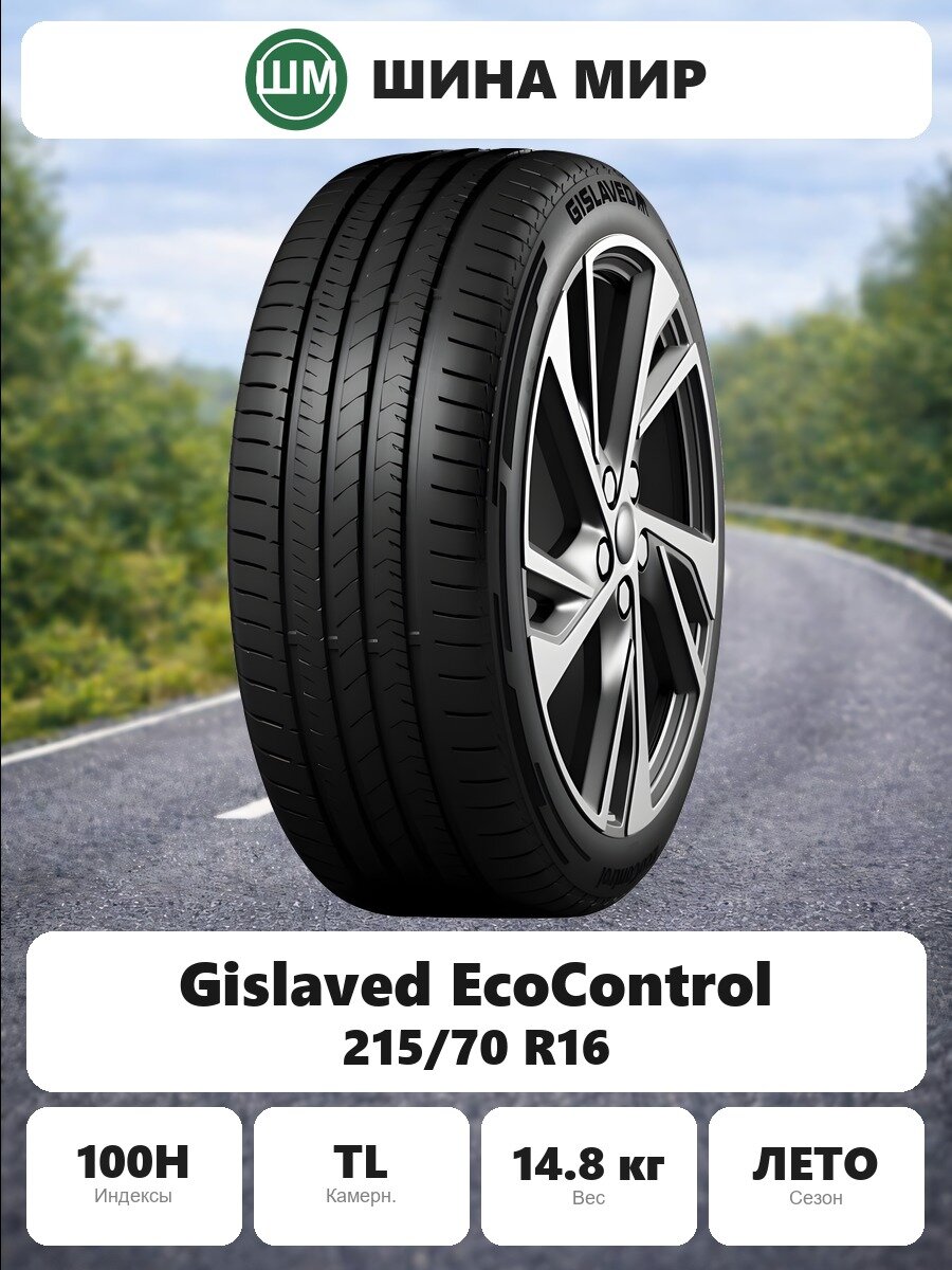 Шина Gislaved EcoControl 215/70 R16 100H Летняя Нешипованная
