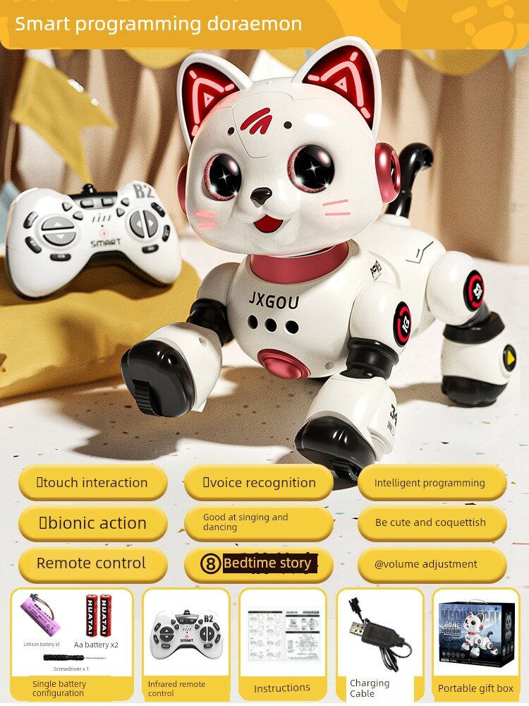 Игрушечный робот-кот Aomengxing для детей от 1 года, управление жестами, избегание препятствий, интерактивный тап и