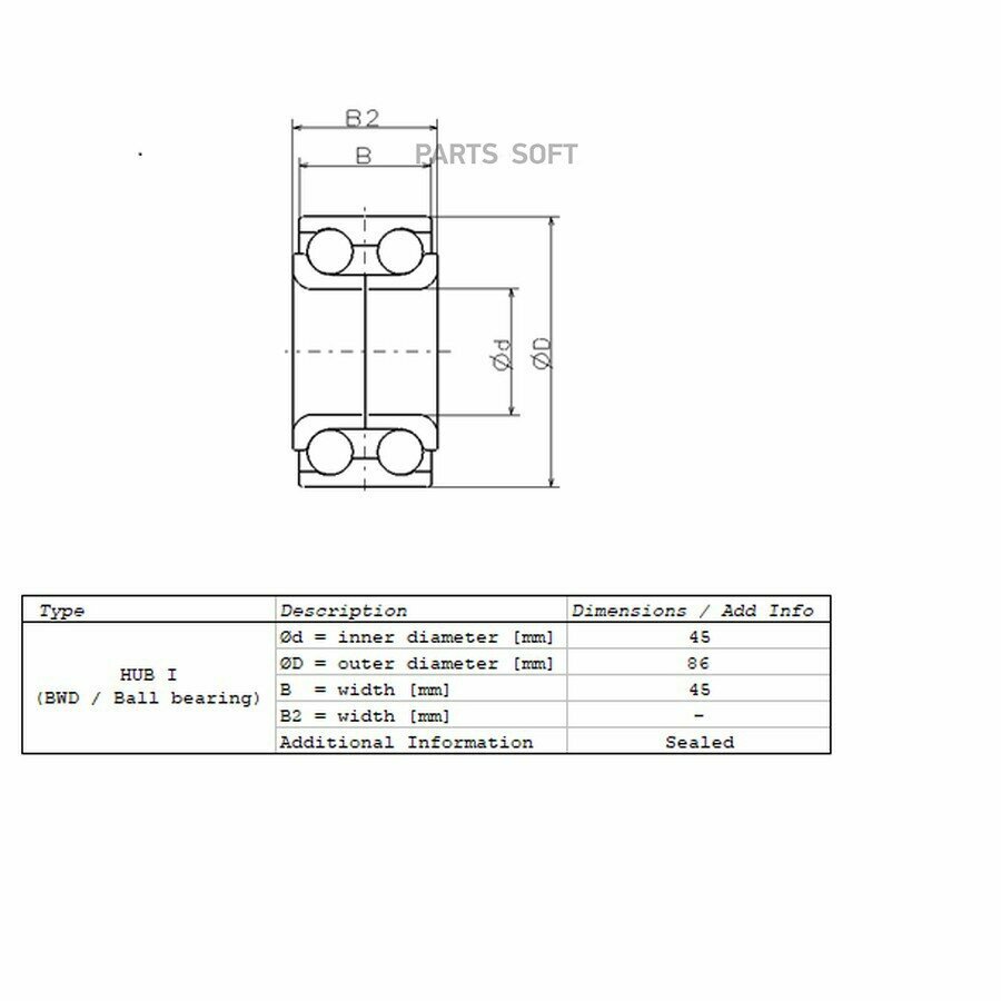Подшипник перед. ступицы NSK ZA45BWD17CA84 LEXUS RX270, RX350, RX450 '08-, HIGHLANDER '07- F