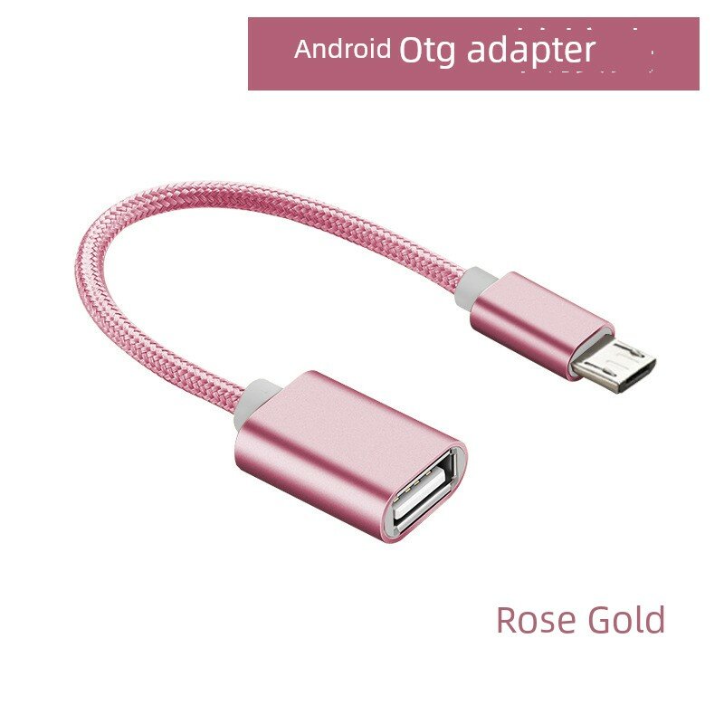 Розовое золото адаптер OTG Android для USB и клавиатуры (двойная функция)