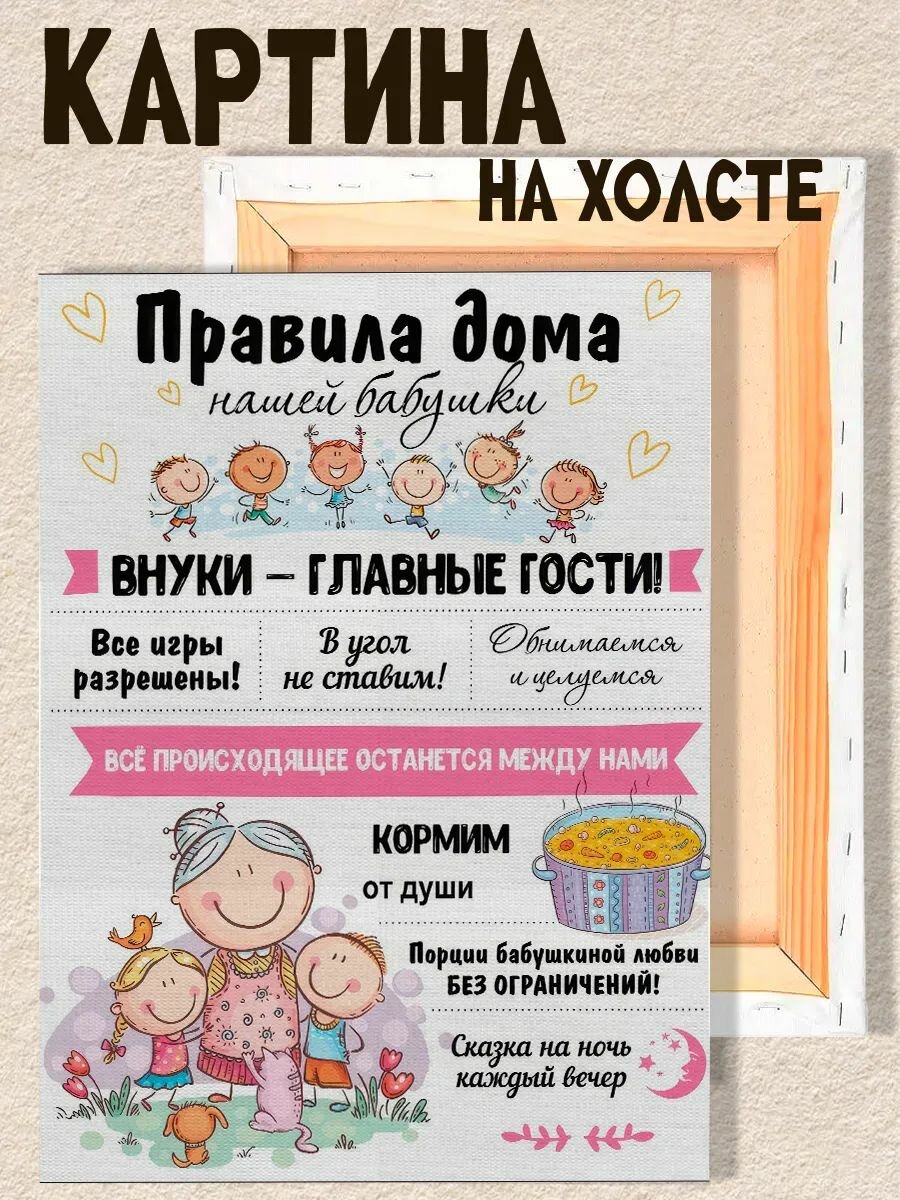 Картина на стену Правила бабушки и дедушки