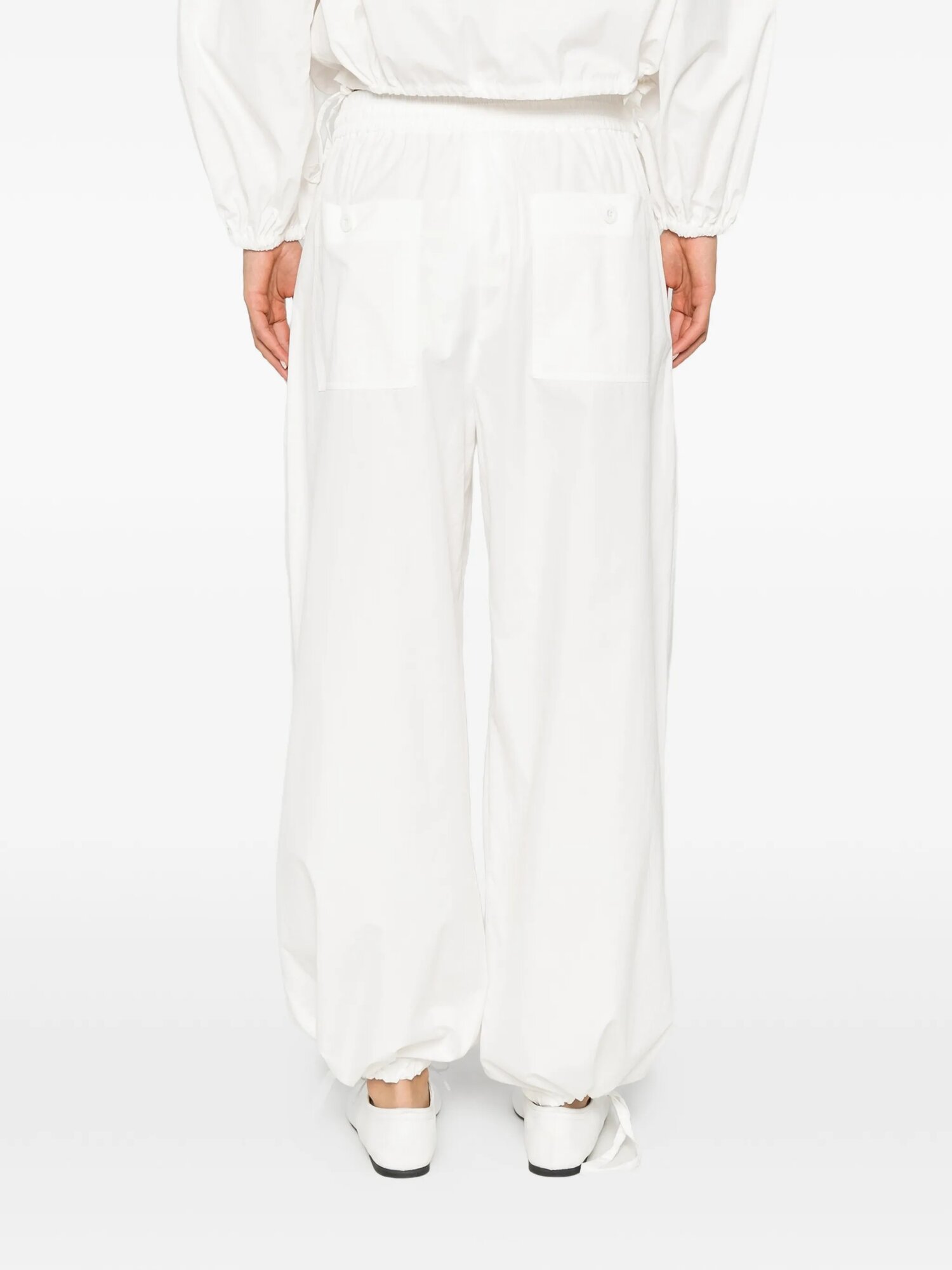 Брюки WEEKEND Drawstring wide-leg trousers, размер 44, бежевый/белый — фото 1