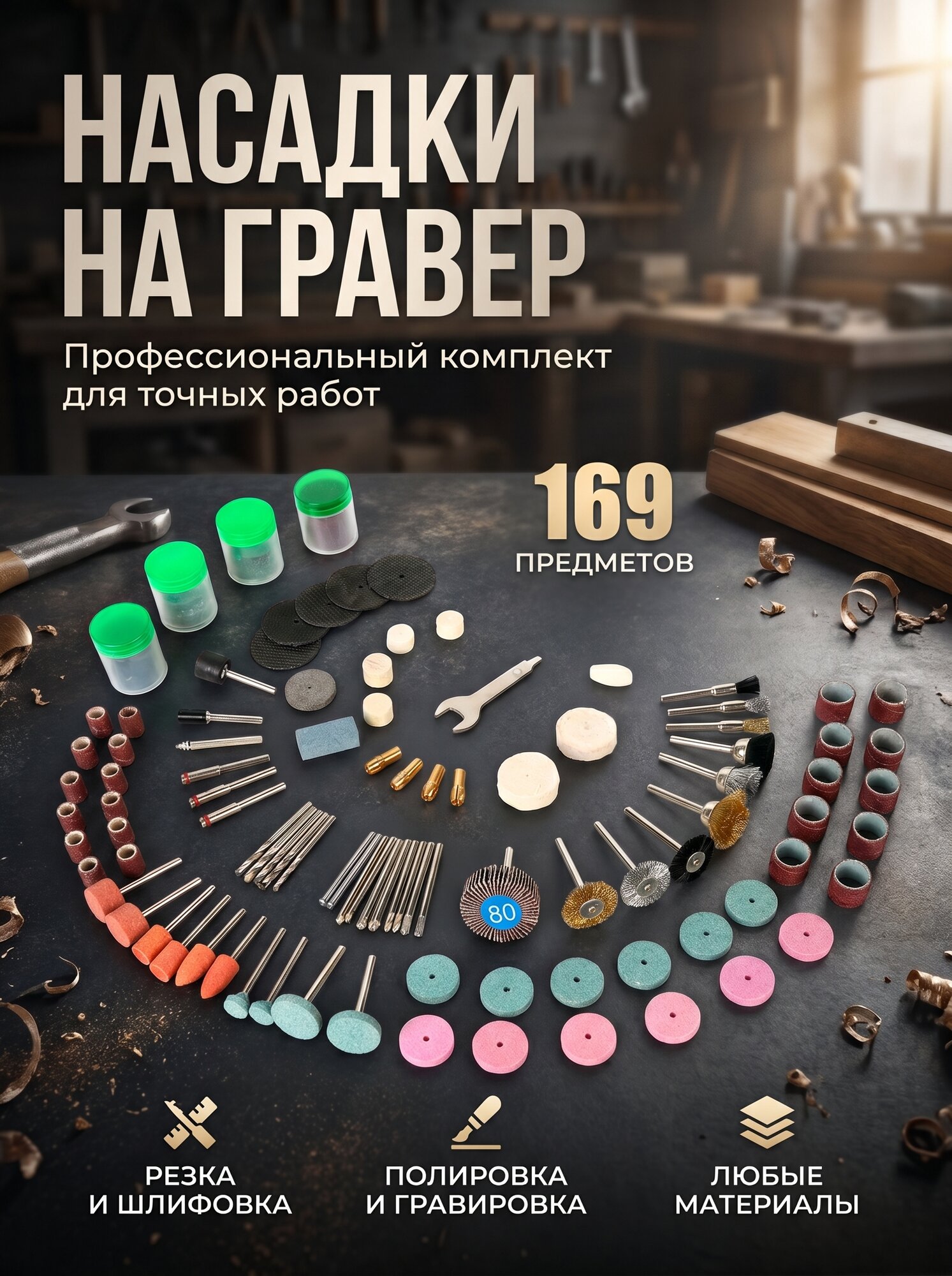 Насадки на гравер 169 шт