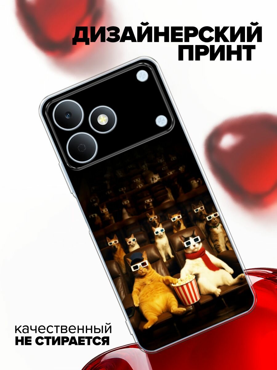 Чехол на Realme Note 80 / Реалми Нот 80 с принтом Котики в кино — фото 1
