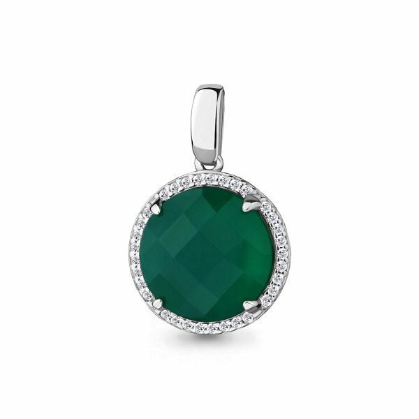 Подвеска, серебро, 925 проба, родирование, фианит, агат