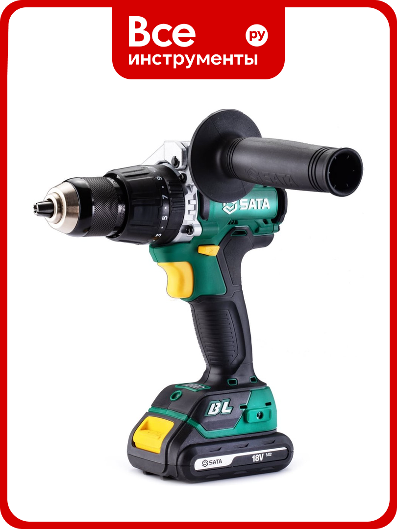 Аккумуляторная бесщёточная ударная дрель -шуруповёрт 18V Sata SC51012