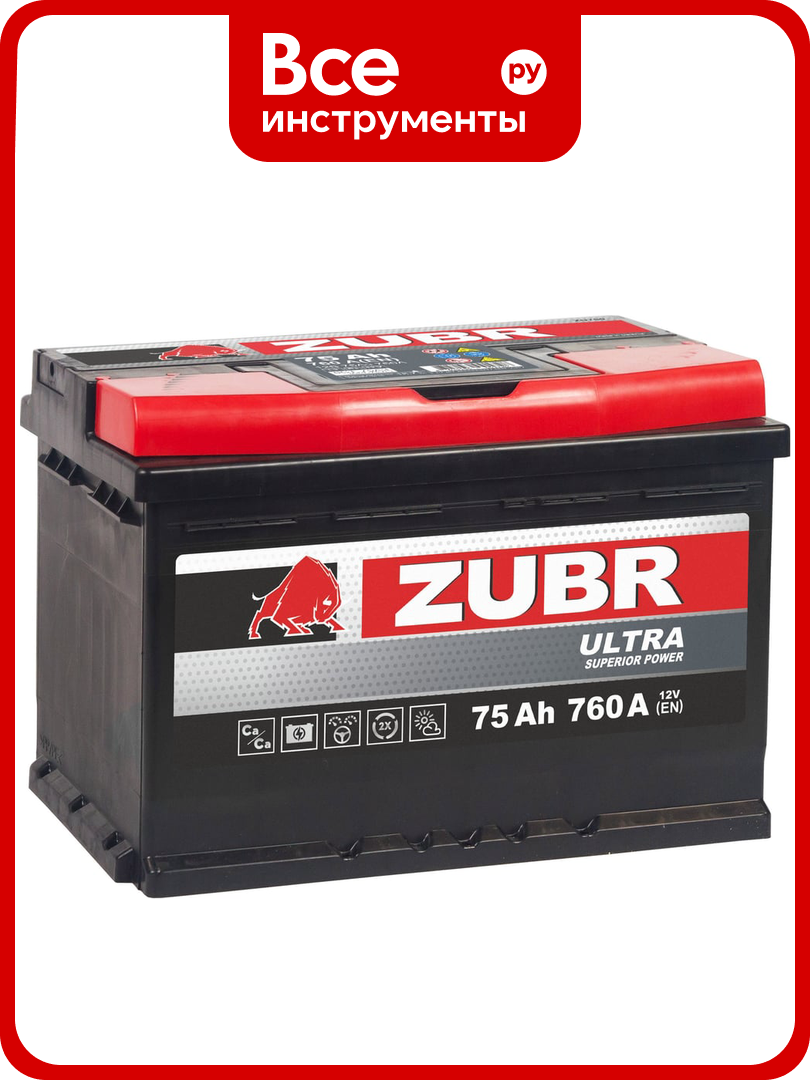 Аккумулятор ZUBR Ultra 75Ah L+ ZU751