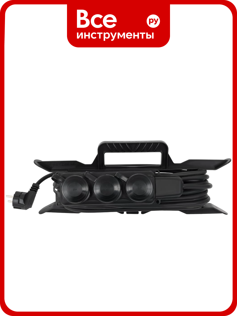 Удлинитель на каучуковой рамке Gigant Professional PEC-022 с/з КГ 3х2,5 4000Вт 3 розетки 10м 80052, каучука,