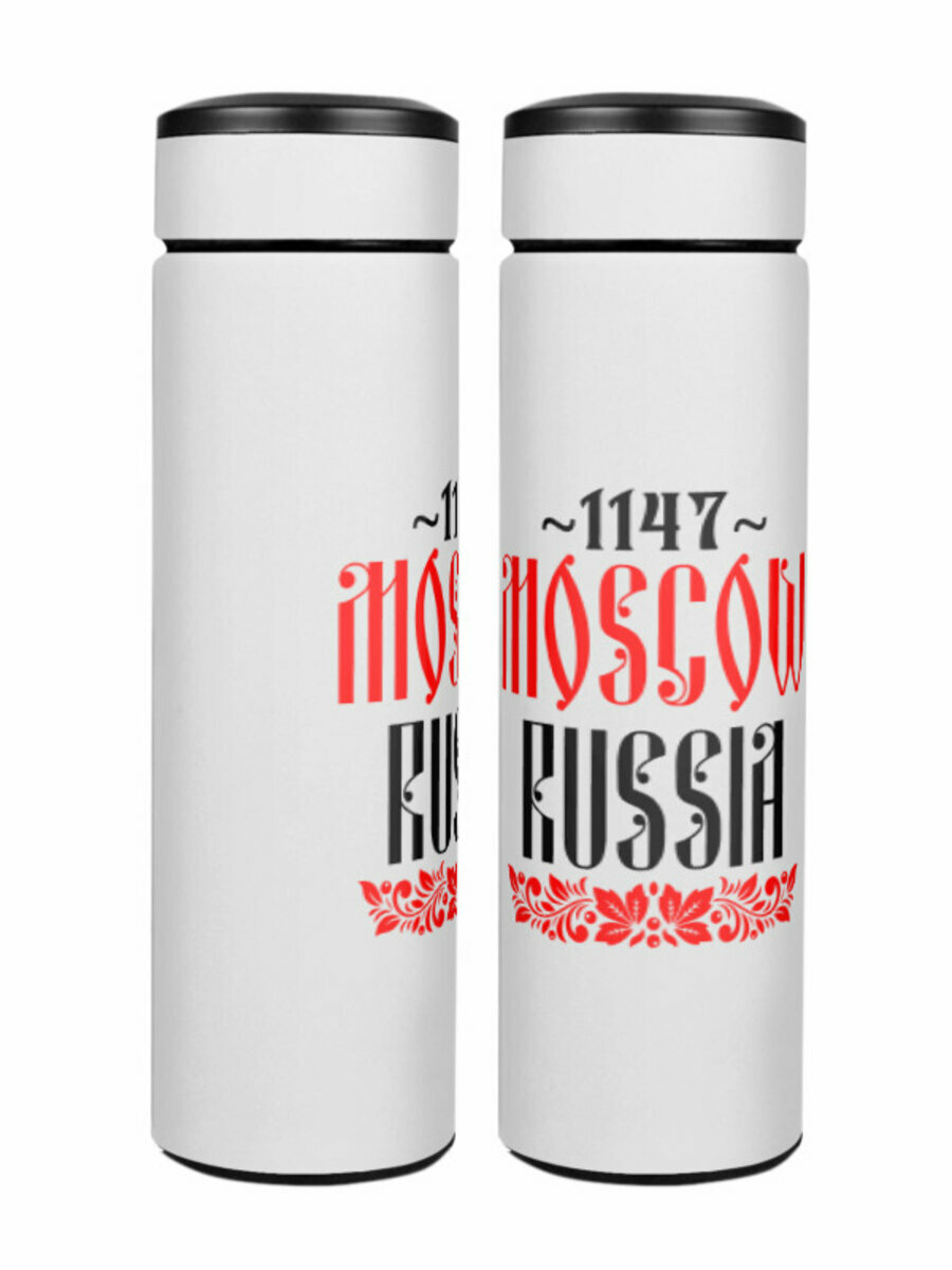 Термос «Москва Россия-Moscow Russia 1147-в русском стиле» (белый)