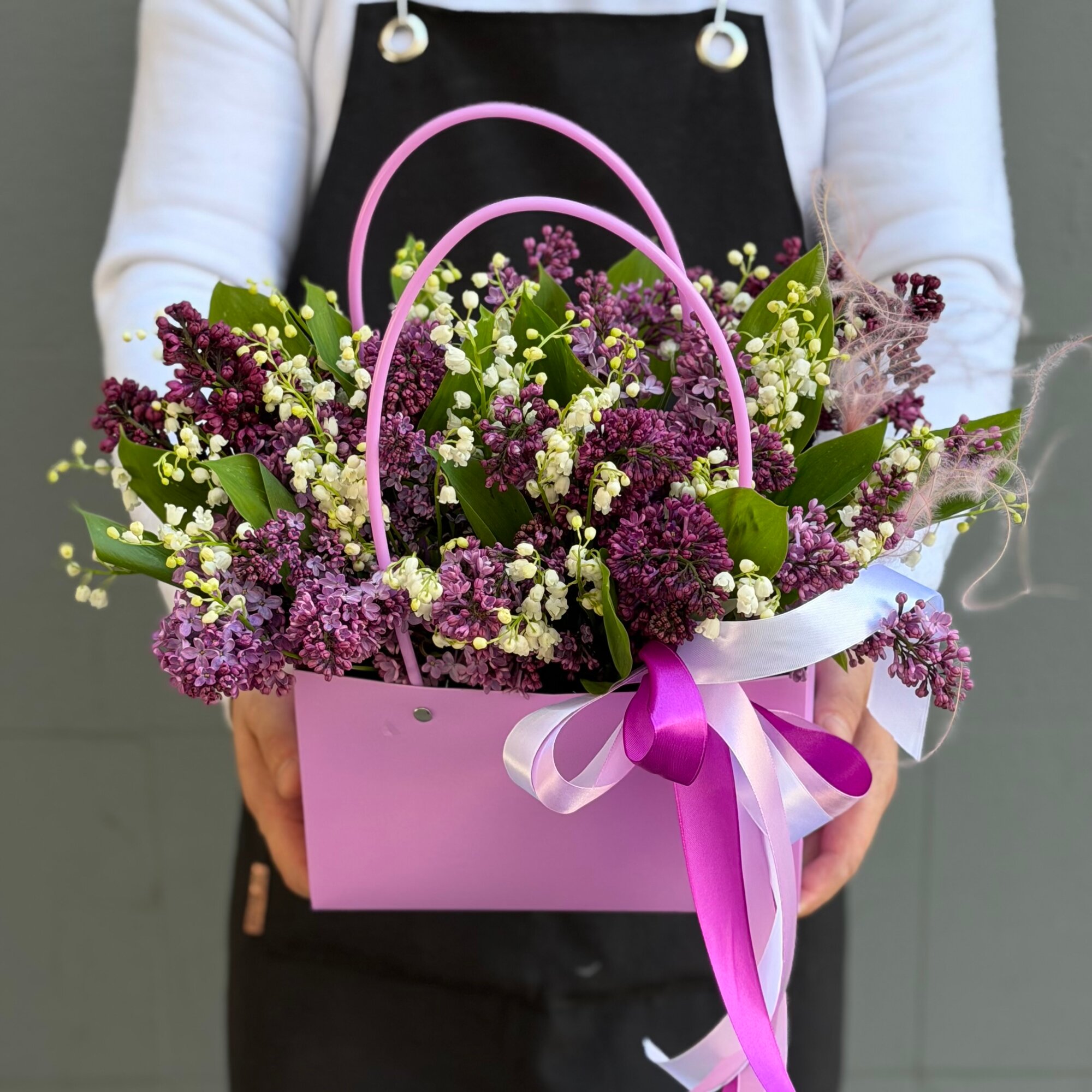 Композиция Rybe-Flowers "Сирень и Ландыши", в сумочке, ароматные цветы