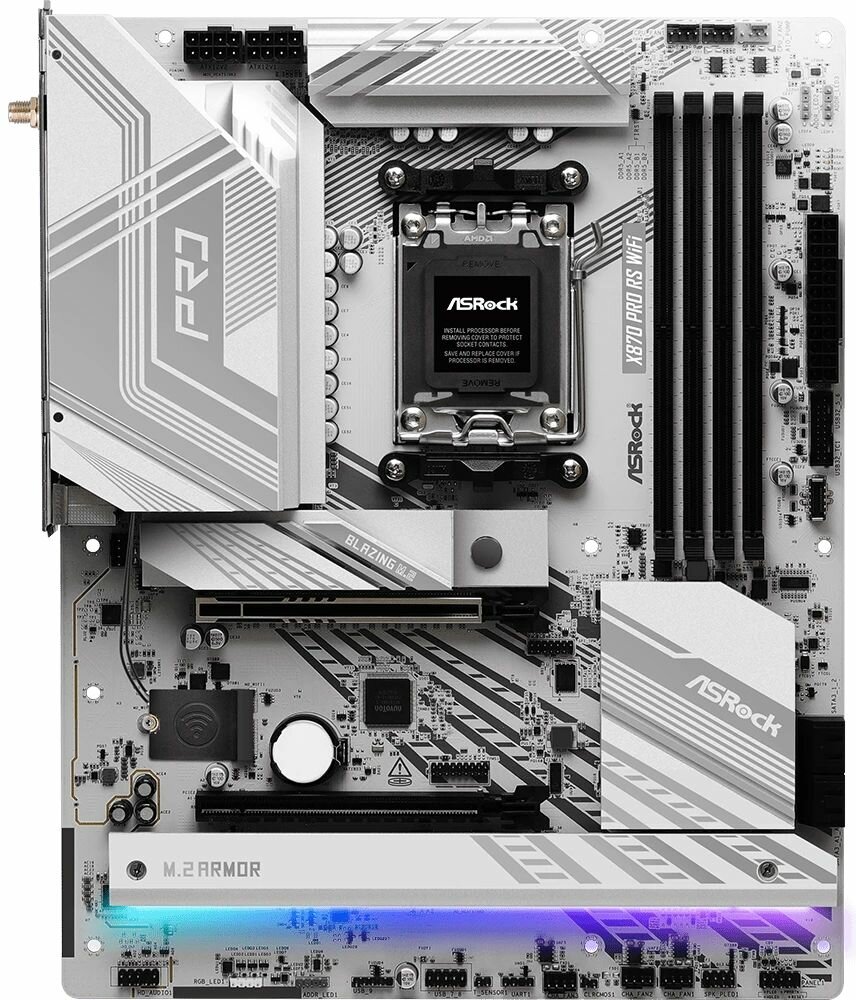 Материнская плата Asrock X870 PRO RS WIFI Socket AM5 AMD X870 4xDDR5 ATX AC97 8ch(7.1) 2.5Gg RAID+HDMI