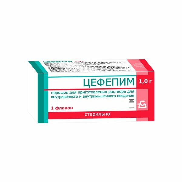 Цефепим порошок для приг. раствора для в/в и в/м введ. 1000мг