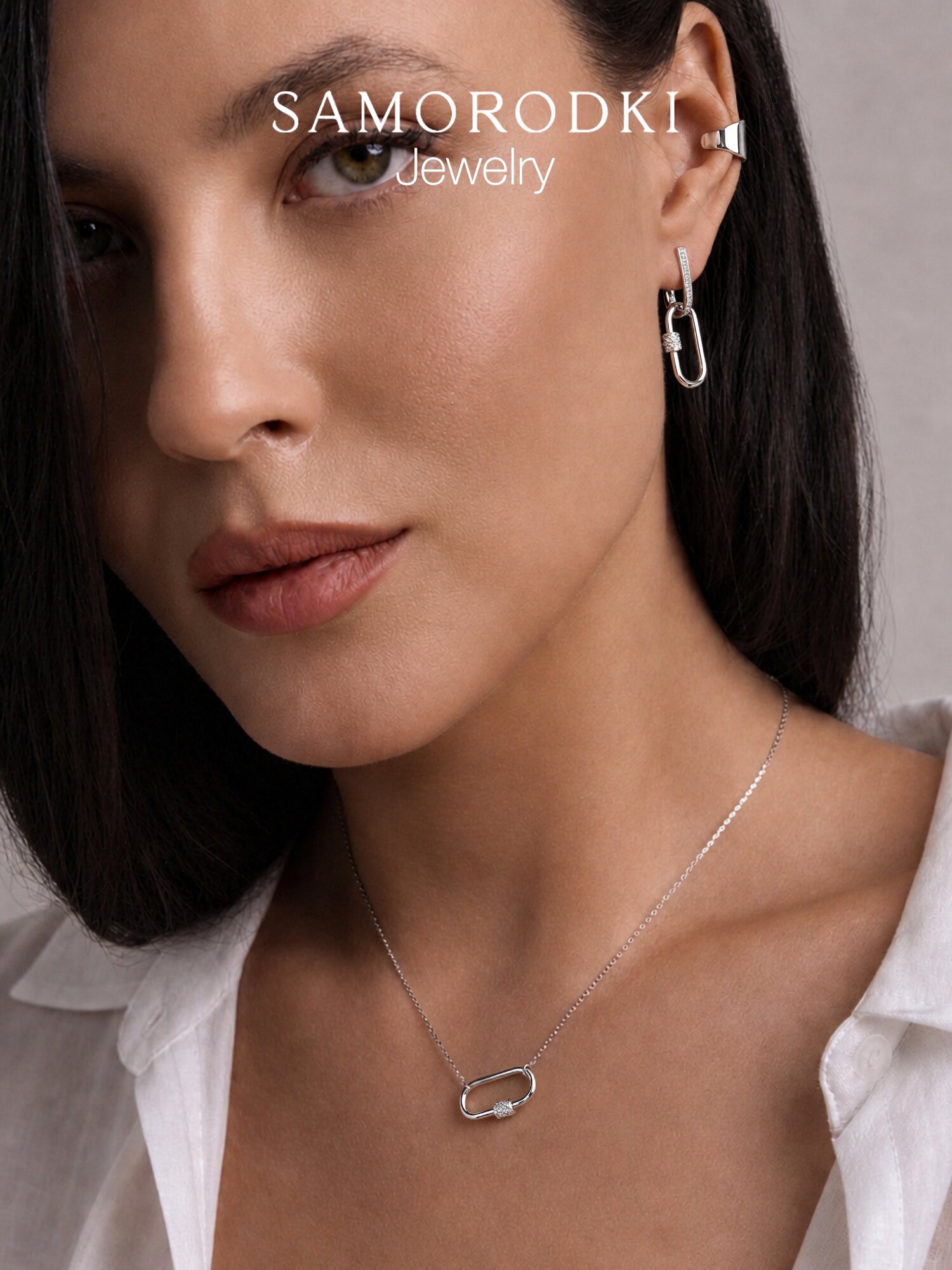 Подвеска SamoroDki Jewelry, серебро, 925 проба, родирование, фианит, размер 1.9 см., серебристый — фото 1