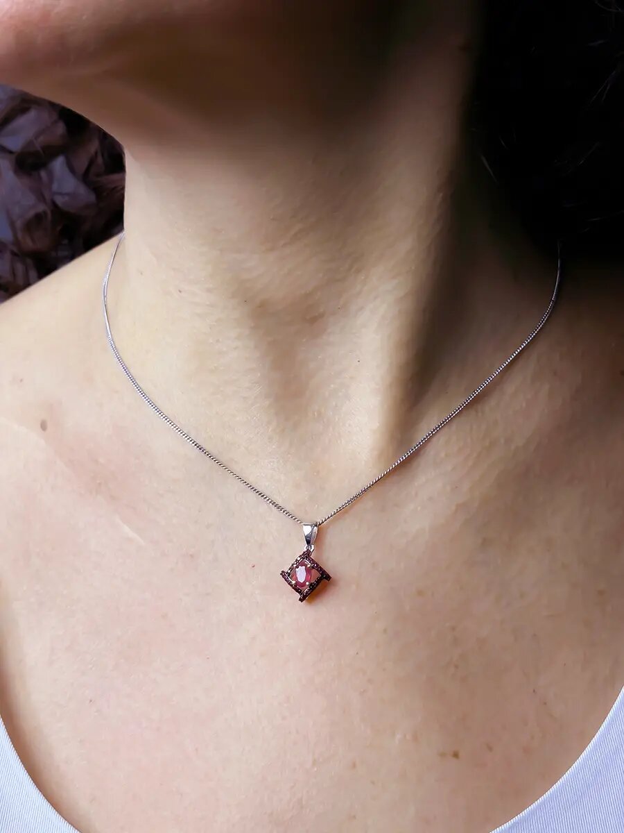 Подвеска, серебро, 925 проба, чернение, родирование, рубин