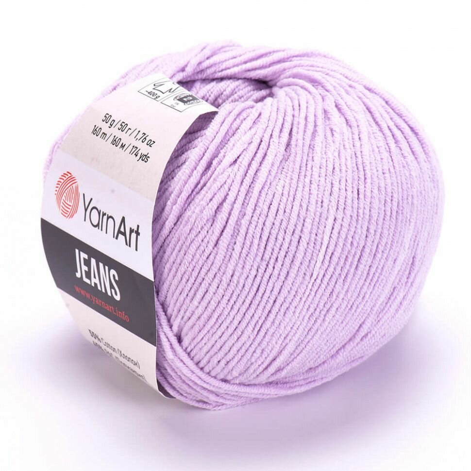 Пряжа "Jeans" цв. 19 светло-сиреневый 2 шт. 55% хлопок 45% полиакрил 160м/50гр "YarnArt"
